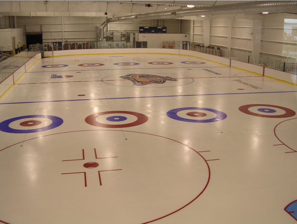 Rink markings, logos and curling targets are added to rink 2